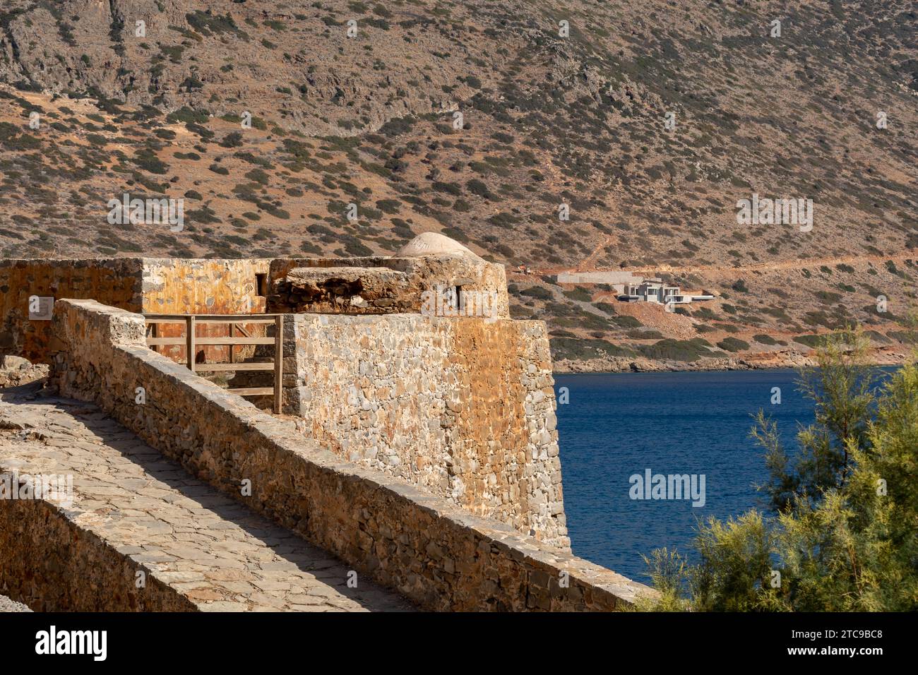 Views and pathways around the historic island of Spinalonga. Crete ...