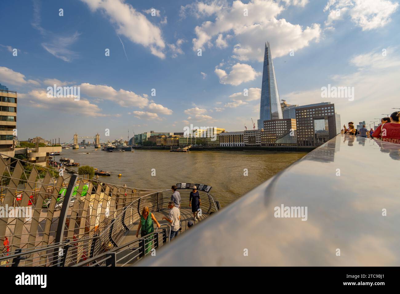The shard and the pool of London from the north side of London Bridge ...