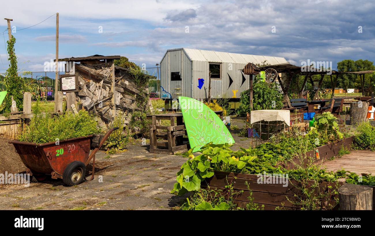 Berlin, Germany - July 25, 2023: Community garden and art project ...