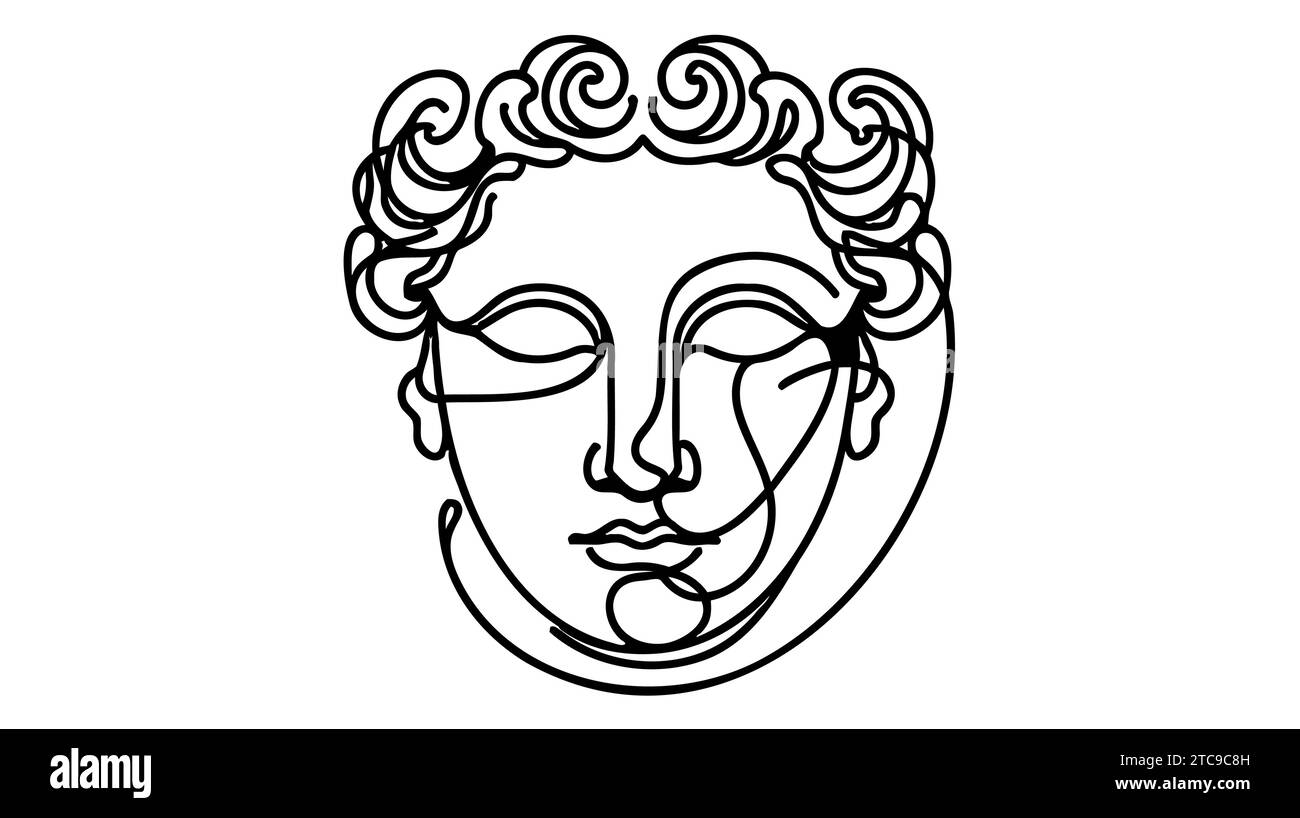 Carnival mask lineart vector illustration. Continuous one line design ...