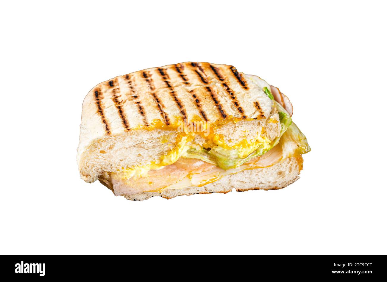 Club sandwich panini with Prosciutto ham. Isolated, white background ...