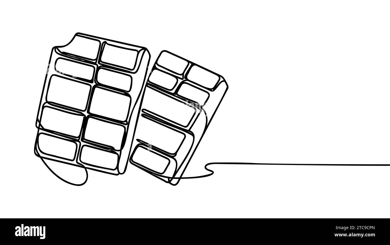 Continuous one simple single abstract line drawing of chocolate bars ...