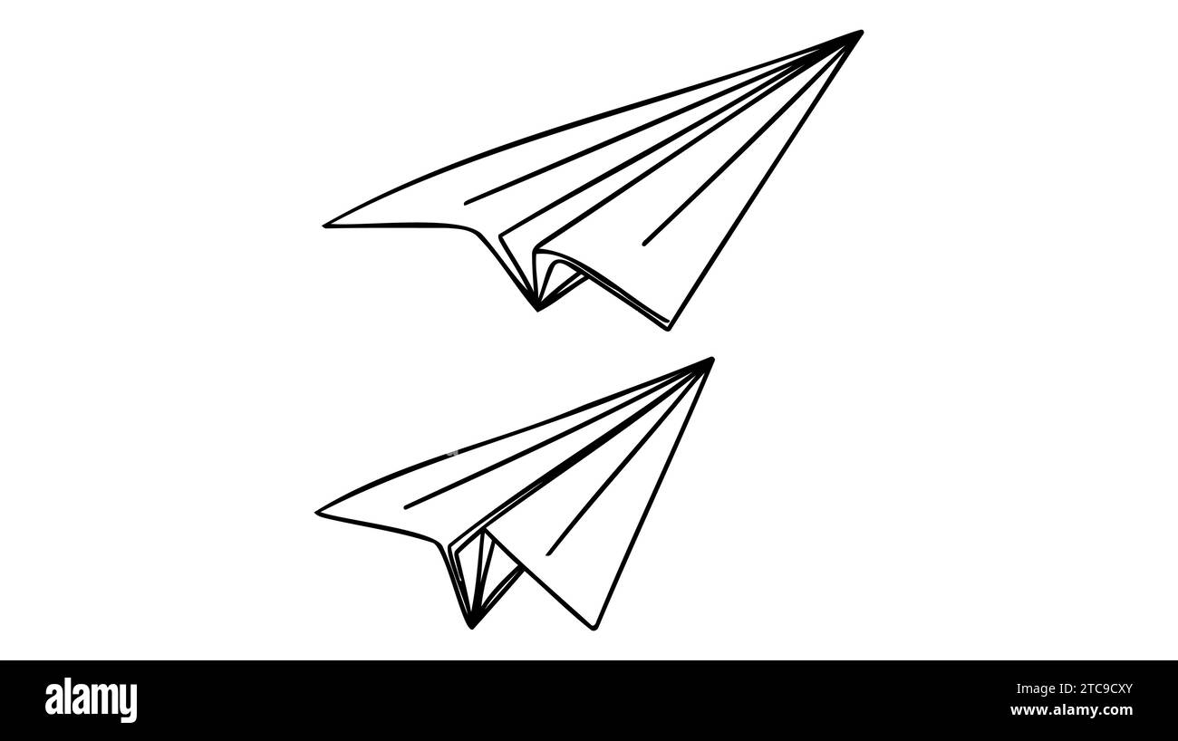 Two Paper airplanes flight continuous line drawing. Vector illustration ...