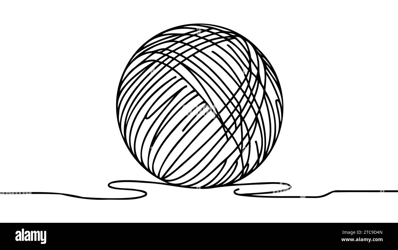 Knitting Day. A continuous line. Vector illustration drawn with a ...