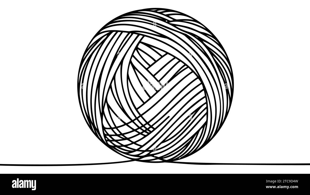 Knitting Day. A continuous line. Vector illustration drawn with a ...