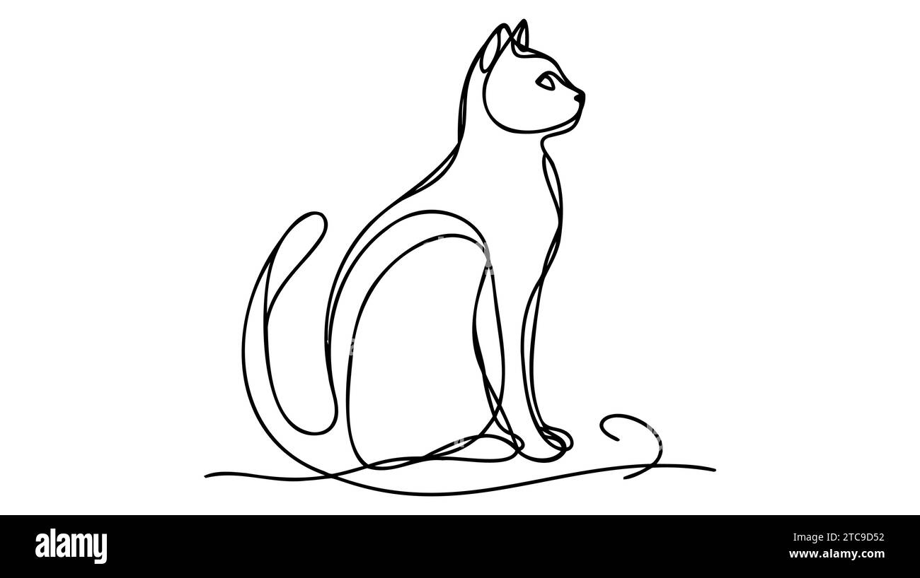 Cat one line drawing art. Abstract pet logo. Vector illustration Stock ...