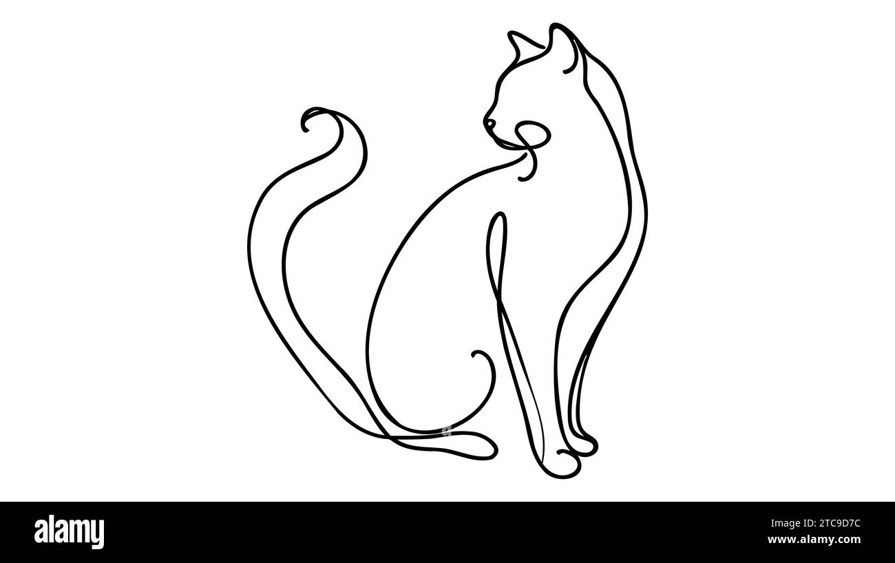 Cat one line drawing art. Abstract pet logo. Vector illustration Stock ...