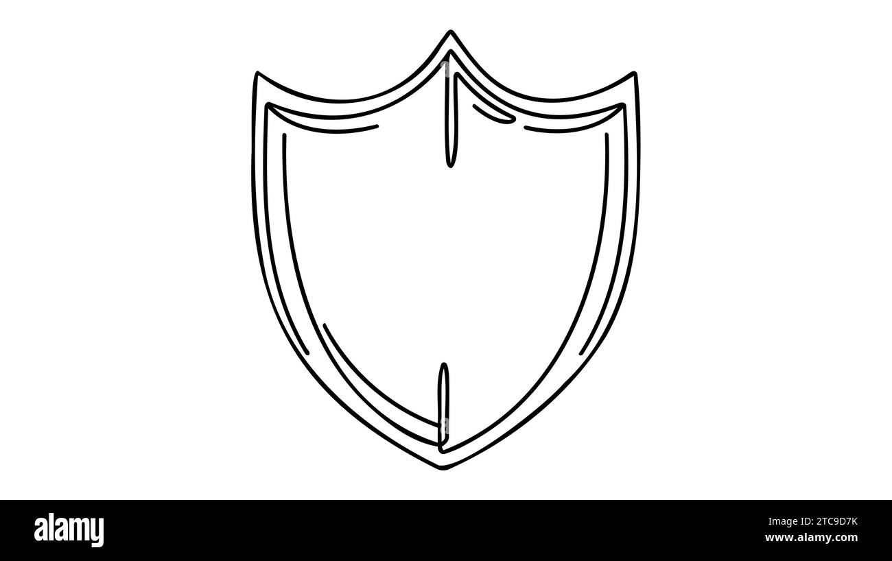 Continuous line drawing of shield. One line drawing background. Vector ...