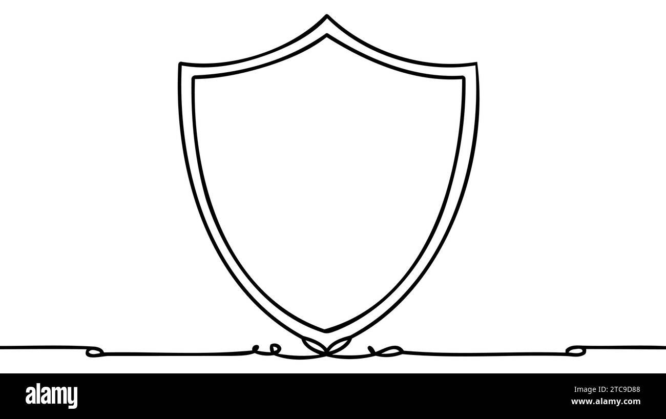 Continuous line drawing of shield. One line drawing background. Vector ...