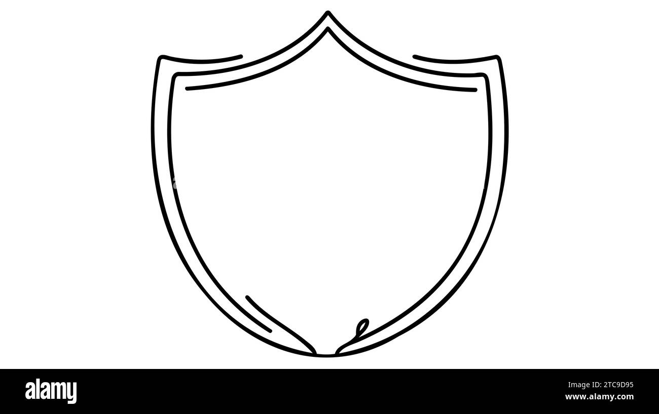 Continuous line drawing of shield. One line drawing background. Vector ...