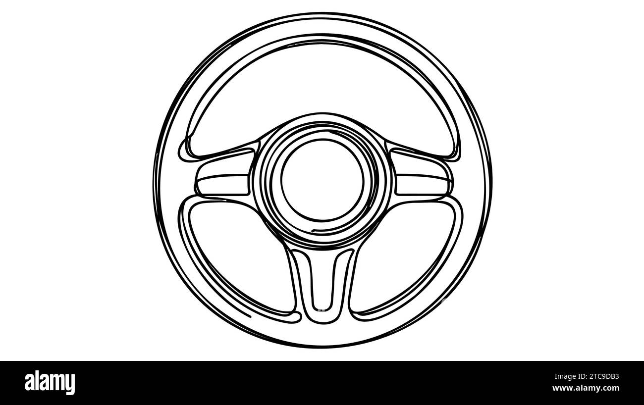 Continuous line drawing of car wheel icon. One line icon of wheel. One ...