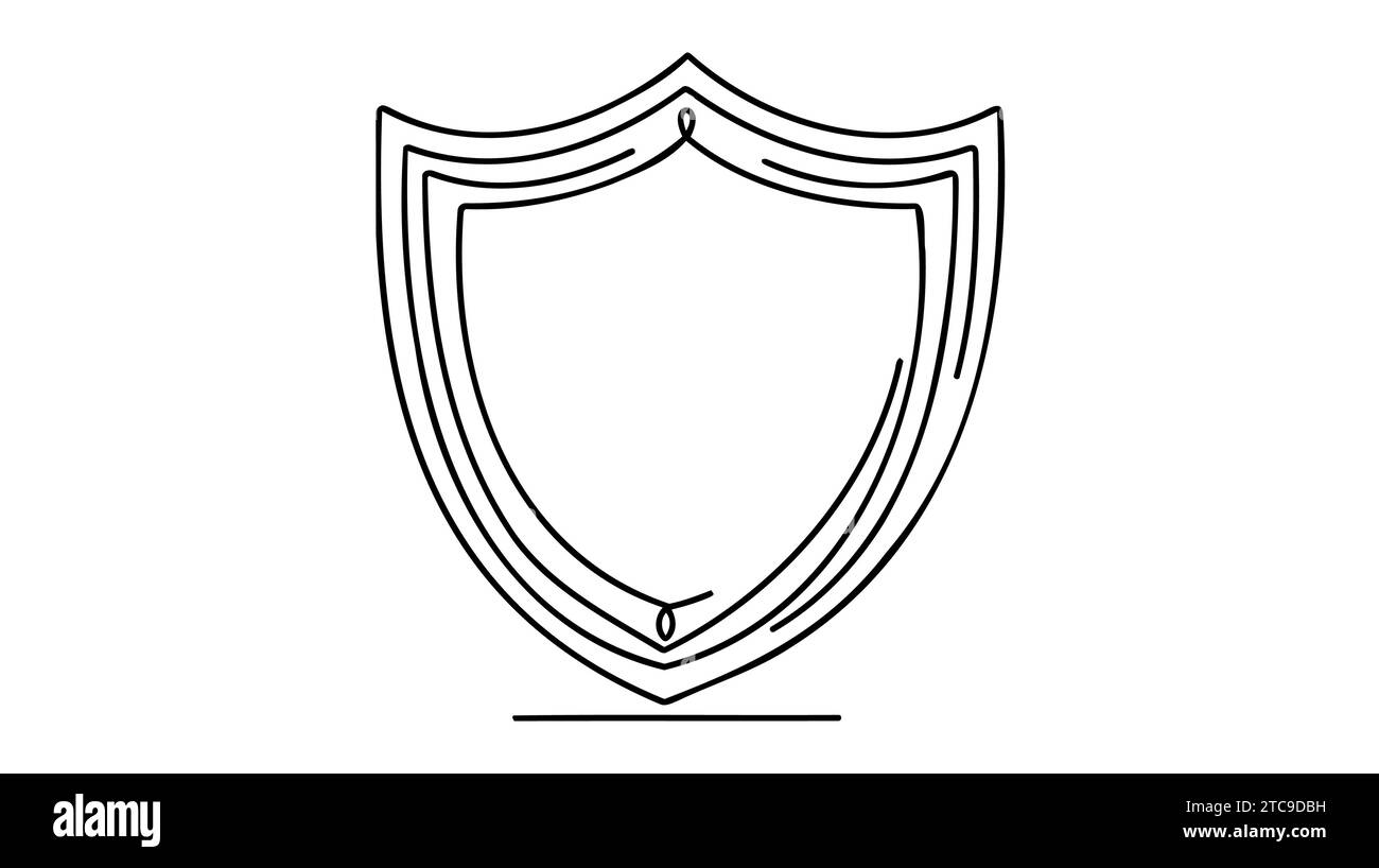 Continuous line drawing of shield. One line drawing background. Vector ...