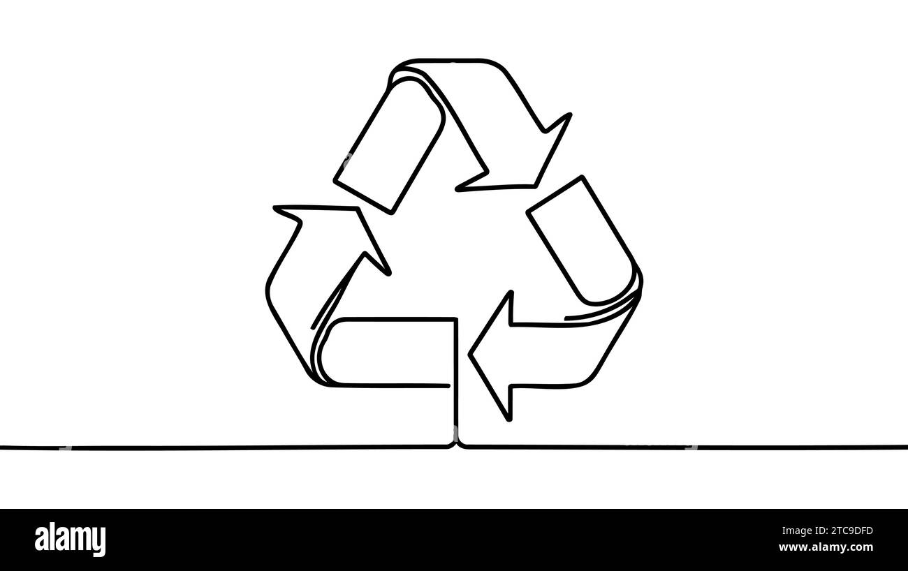 Continuous one line drawing recycling symbol. Recycling linear icon ...