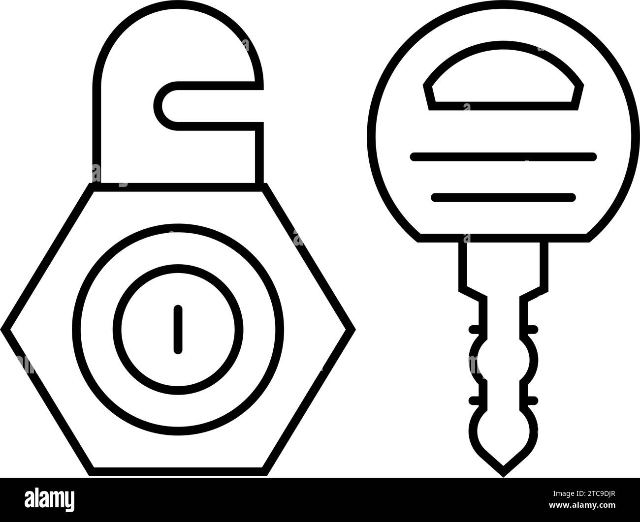 cam lock key hardware furniture fitting line icon vector illustration ...