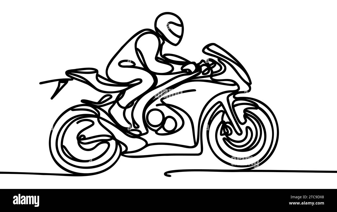 One single line drawing of old retro vintage chopper motorcycle ...