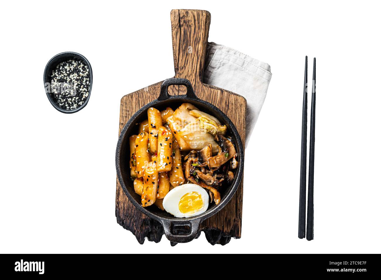 Tteokbokki, Topokki stick rice cake in spicy sauce with egg and ...