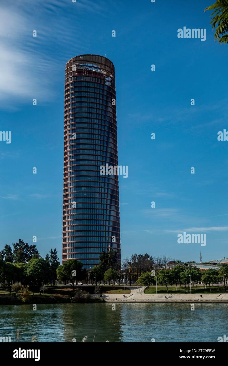 Torre Sevilla, the Seville Tower in Spain, situated along the the River ...