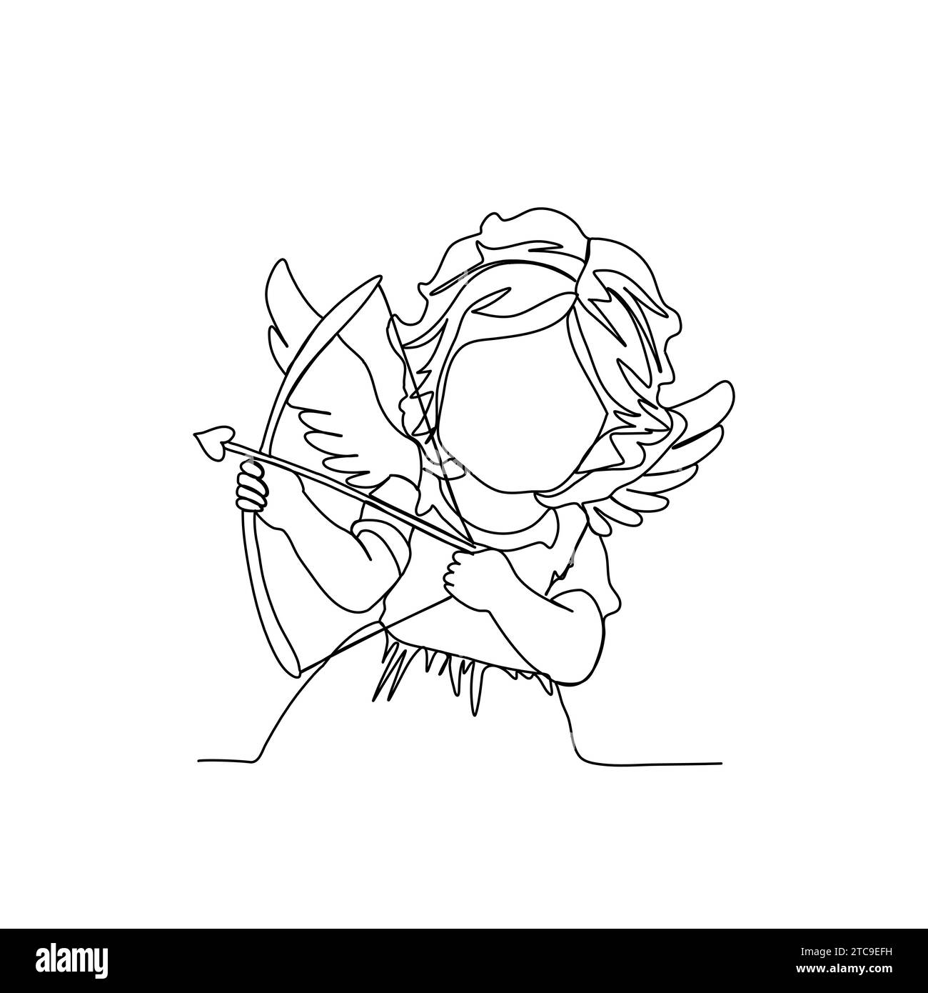 Cute cupid , one line drawing vector illustration Stock Vector Image ...