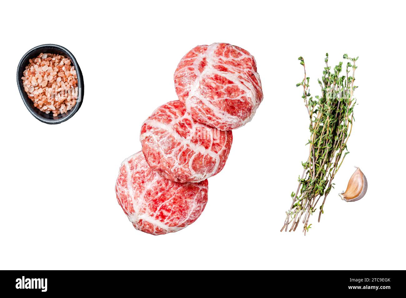 Raw Atriaux cutlets, ground pork wrapped in caul fat, swiss sausage ...