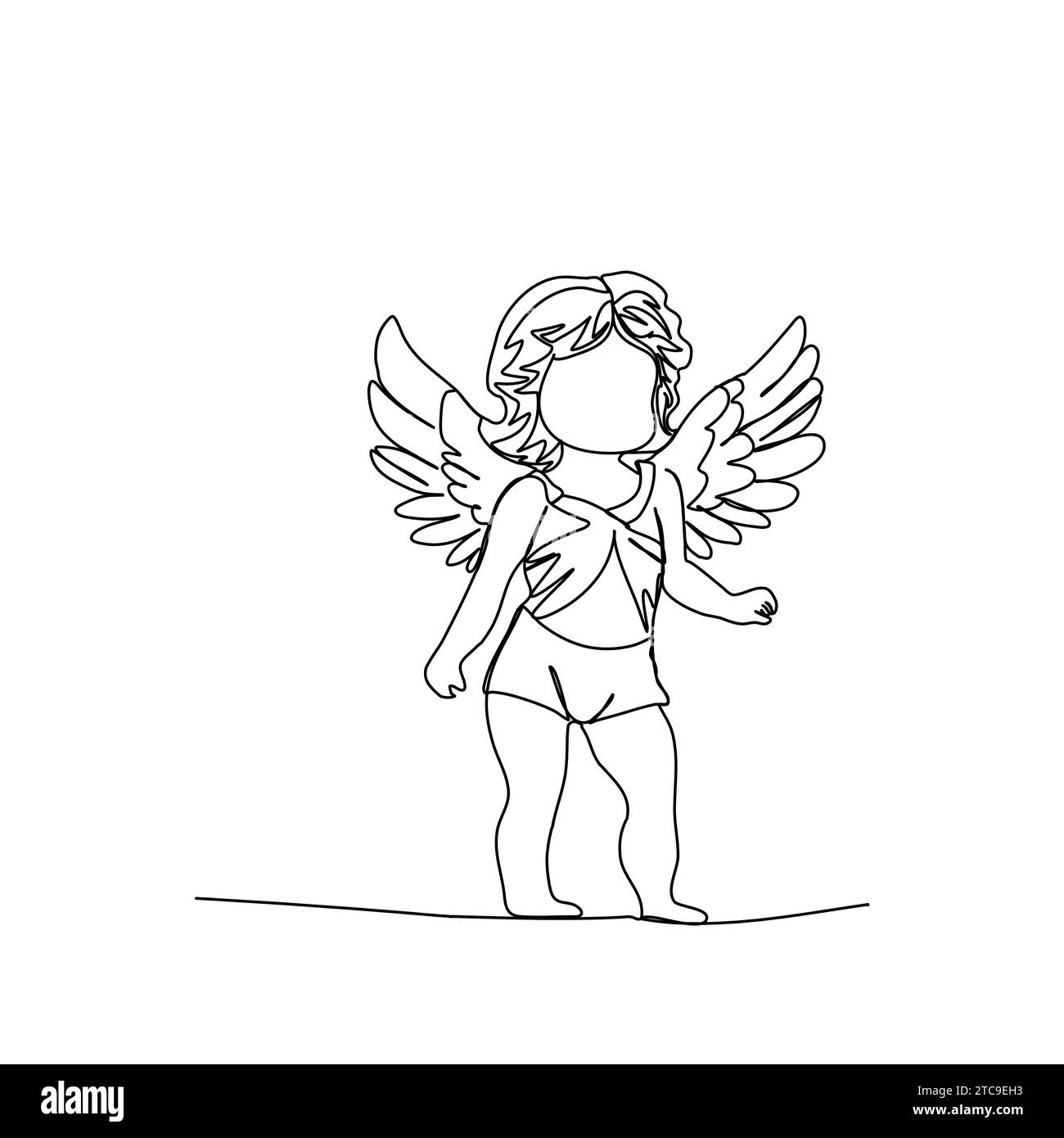 Cute cupid , one line drawing vector illustration Stock Vector Image ...