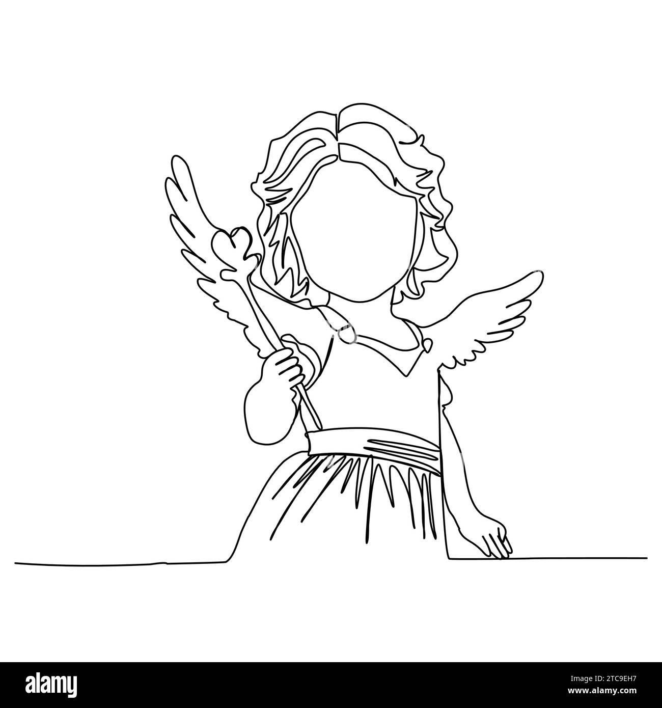 Cute cupid , one line drawing vector illustration Stock Vector Image ...