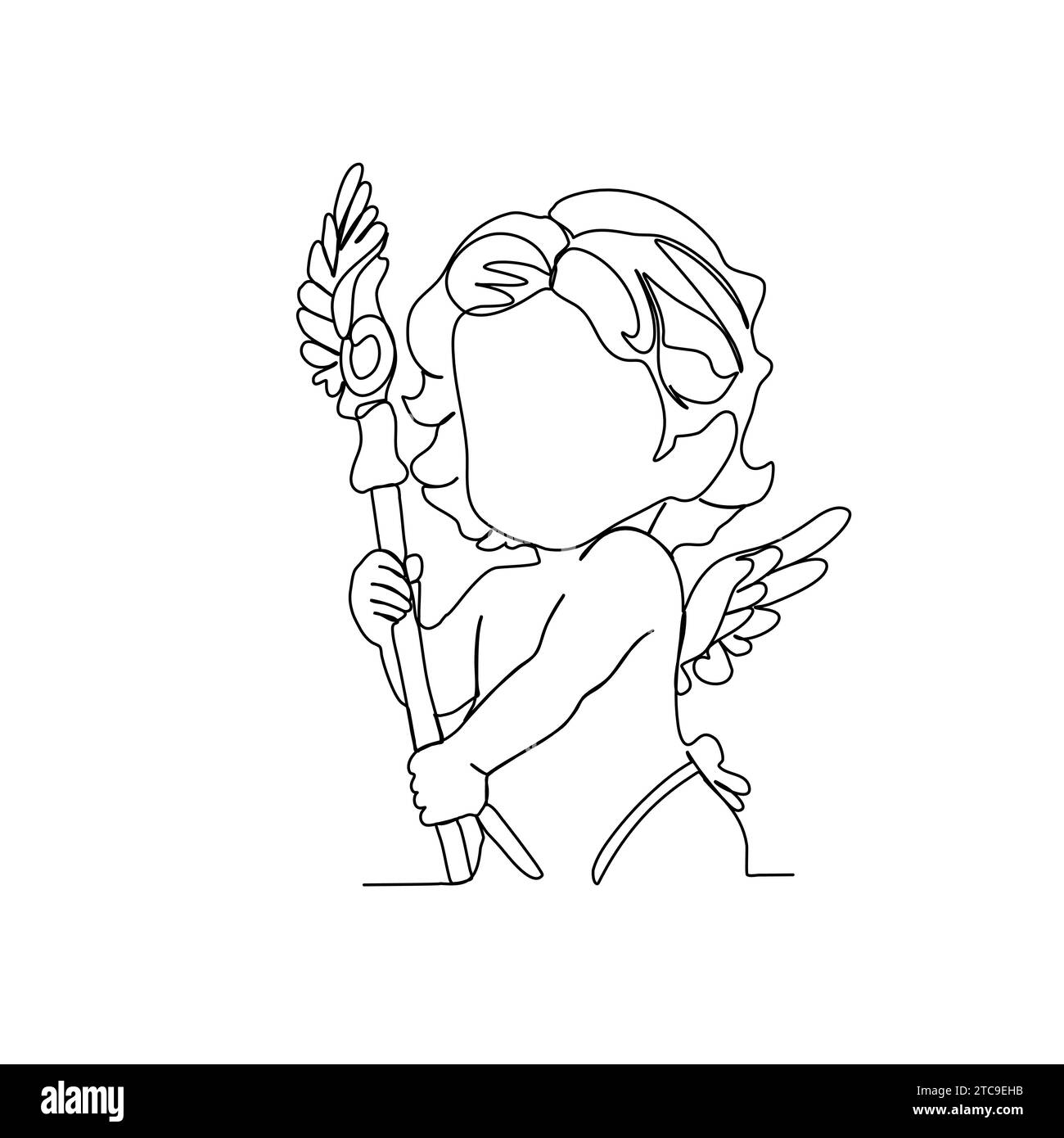 Cute cupid , one line drawing vector illustration Stock Vector Image ...
