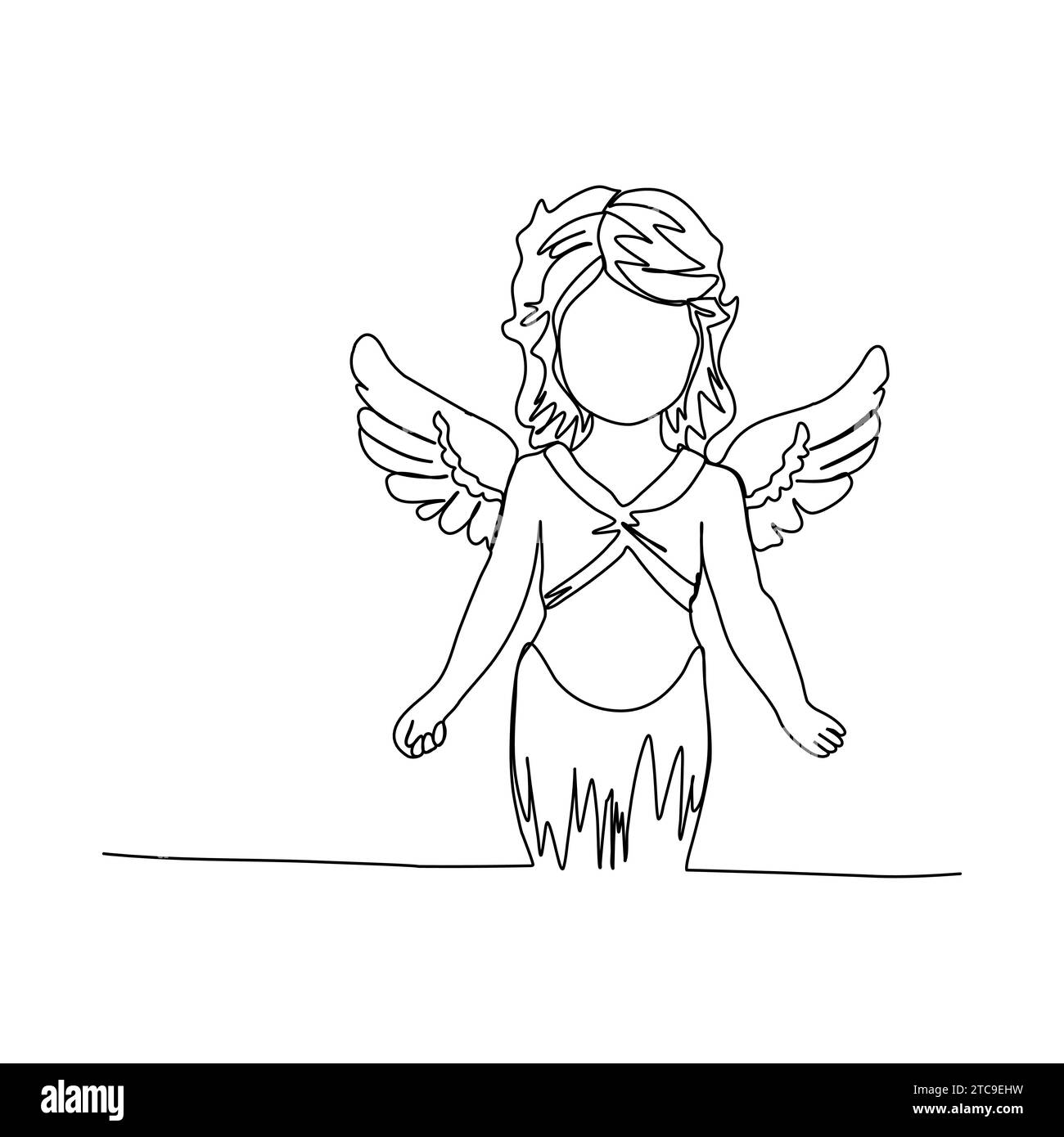 Cute cupid , one line drawing vector illustration Stock Vector Image ...