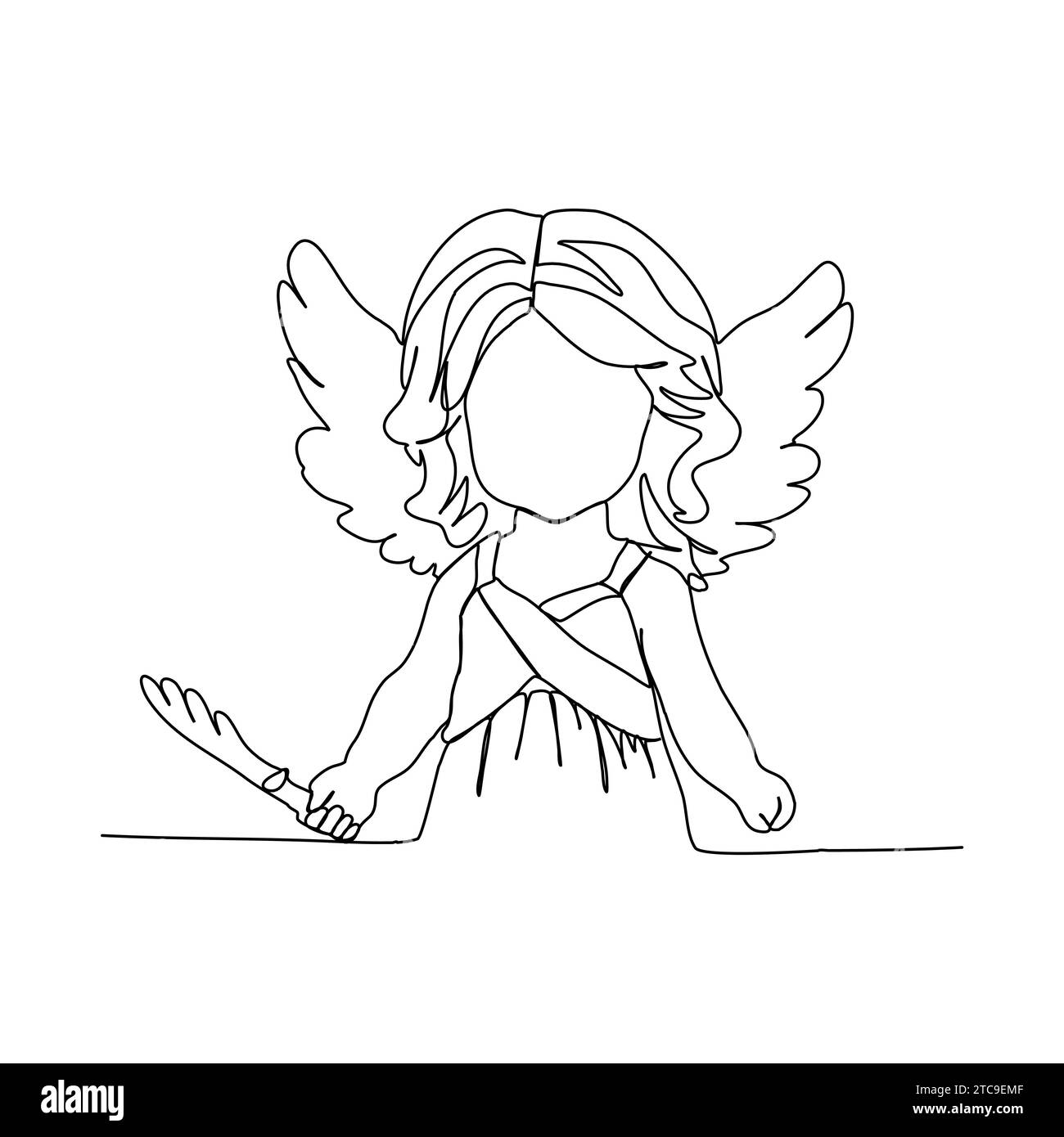 Cute cupid , one line drawing vector illustration Stock Vector Image ...