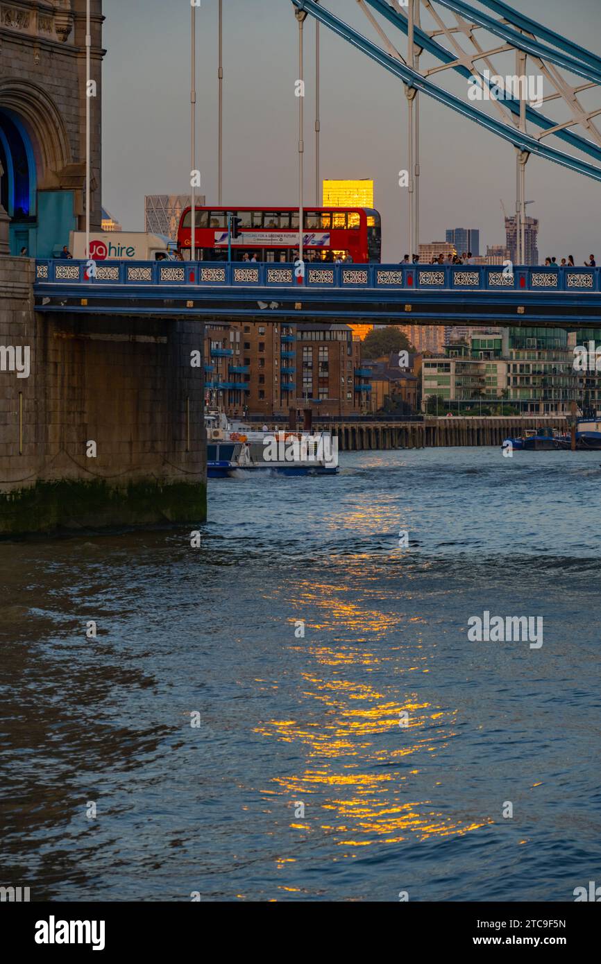 Tower bridge at sunset looking downstream Stock Photo - Alamy