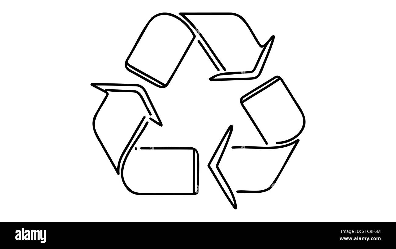Continuous one line drawing recycling symbol. Recycling linear icon ...