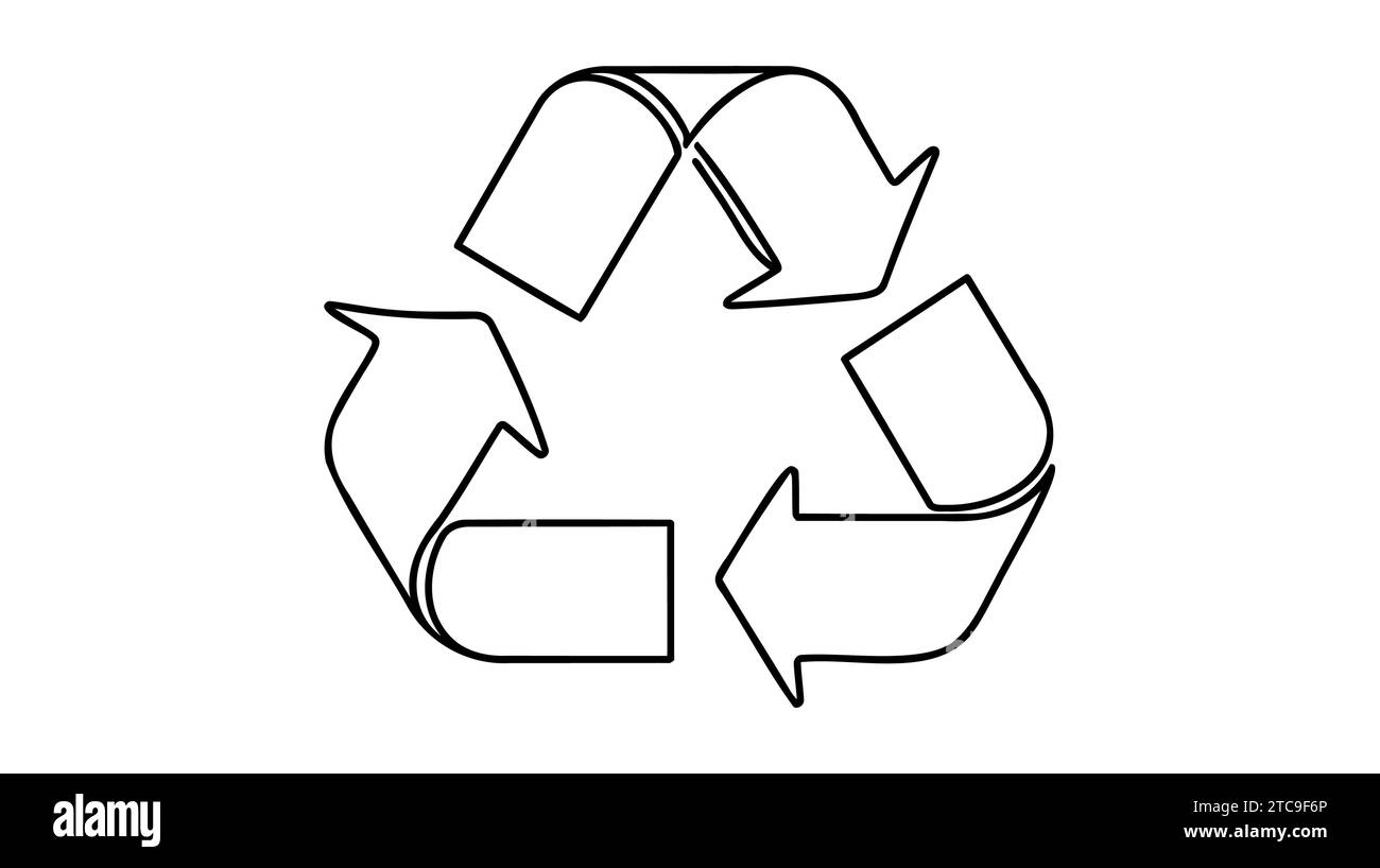 Continuous one line drawing recycling symbol. Recycling linear icon ...
