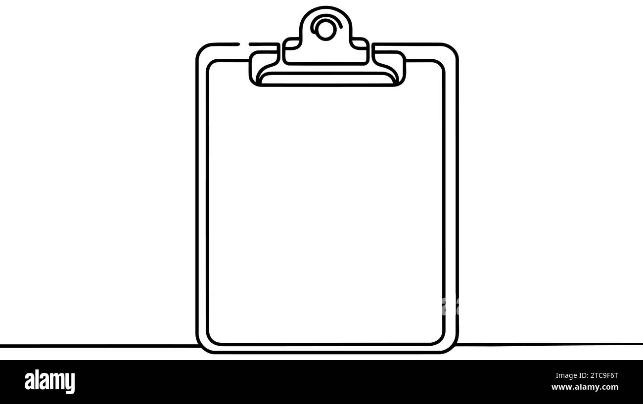 One continuous line drawing of Clipboard with checklist and pen. To do ...