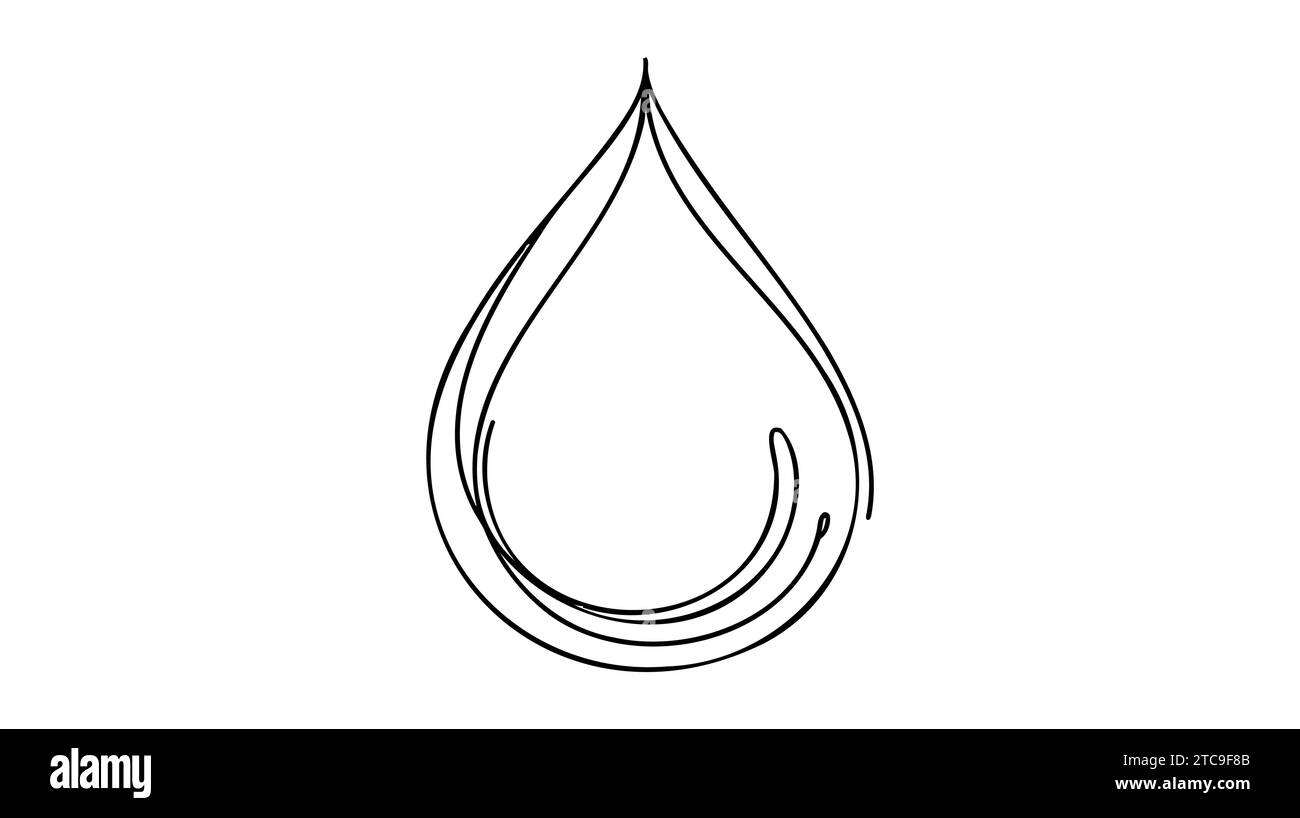 Continuous line drawing of drop. Water drop line icon. One line drawing ...
