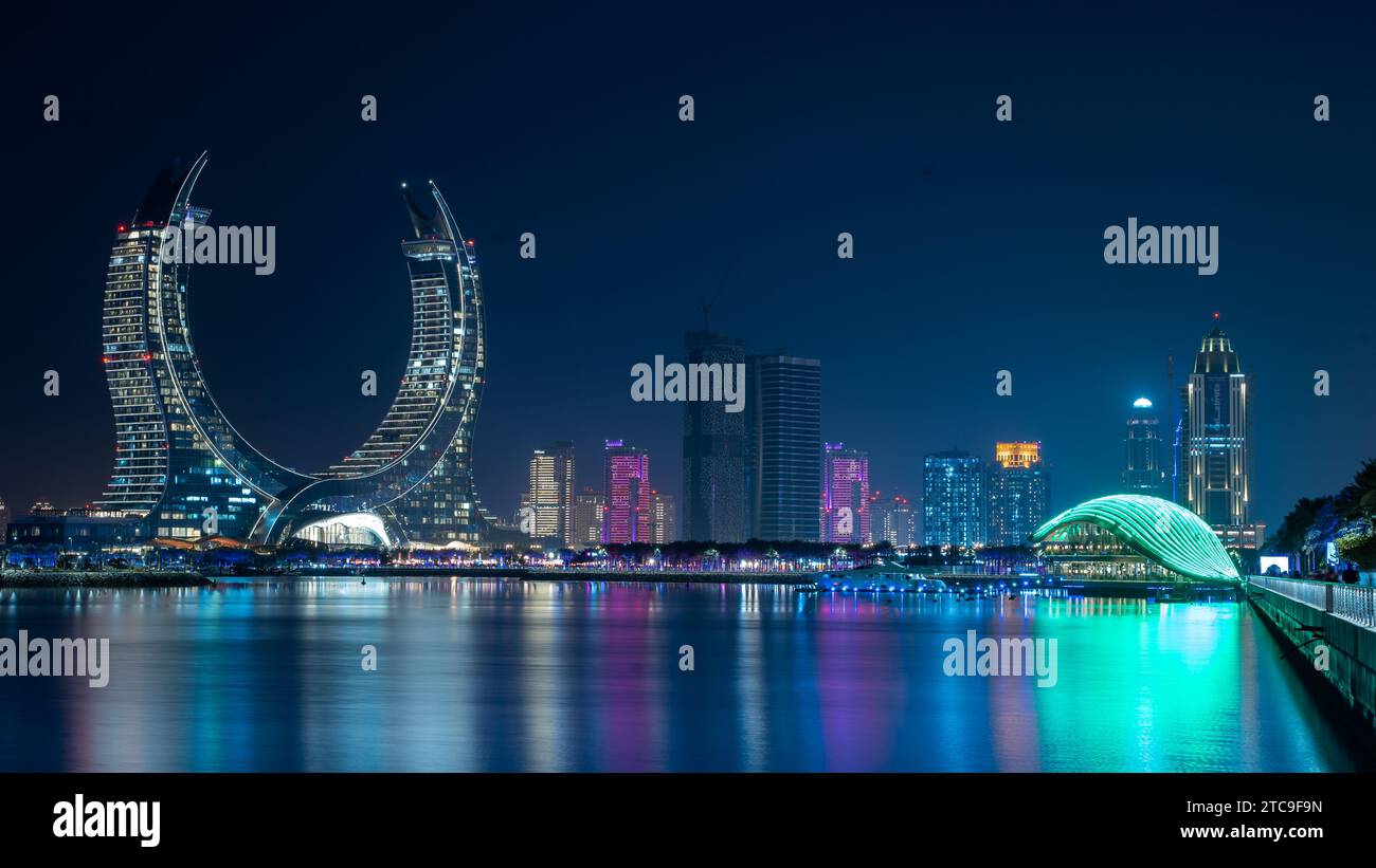Lusail, Qatar- October 10,2023: Lusail skyline along with the crescent ...