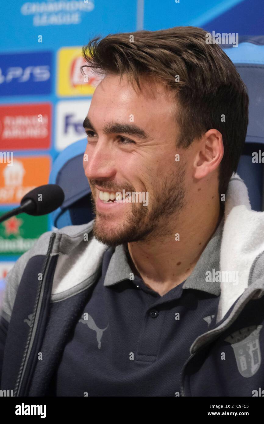 Braga’s Portuguese midfielder Andre Horta and Braga’s Portuguese coach Artur Jorge During press ...