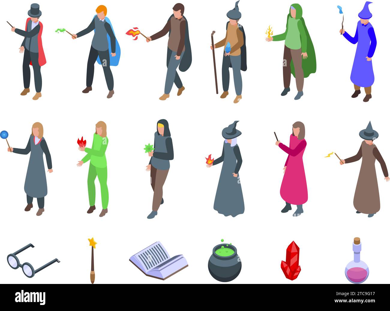Cast spell icons set isometric vector. Witch hand magic. Creepy finger ...