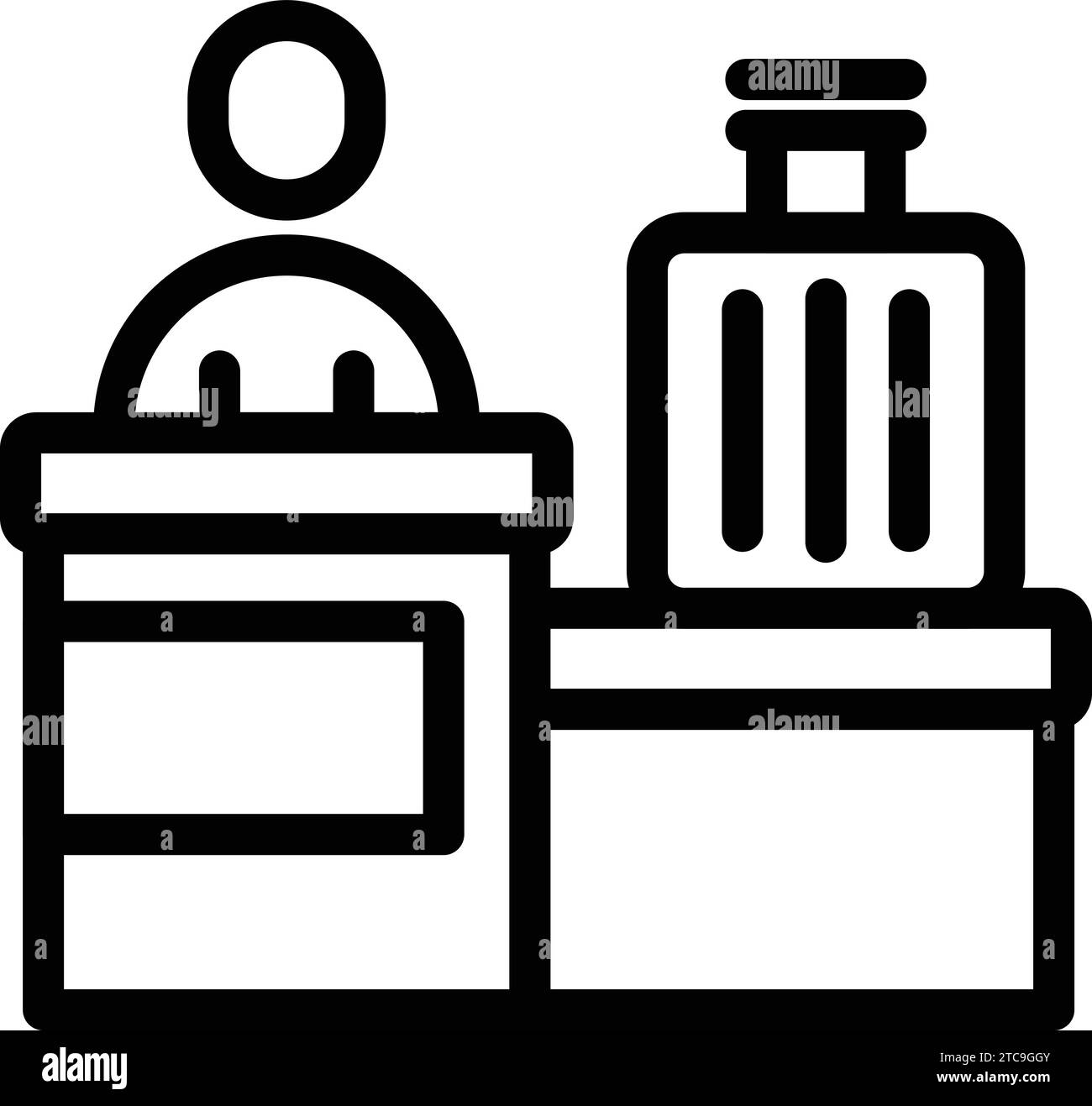 Airport Checking Counter Icon Outline Vector Flight Baggage Weighing