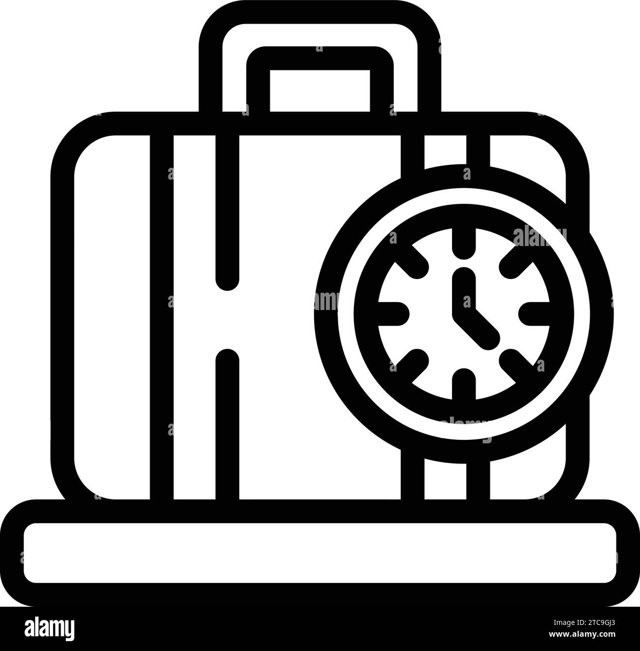 Baggage flight weight icon outline vector. Airplane weighing luggage ...