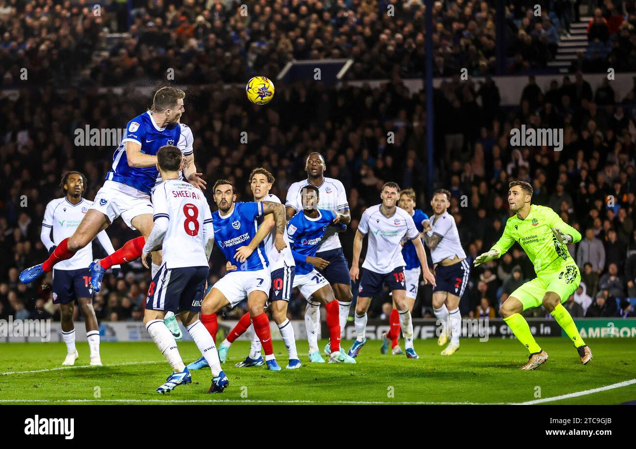 Portsmouth Conor Shaughnessy scores his sides first goal during the Sky ...