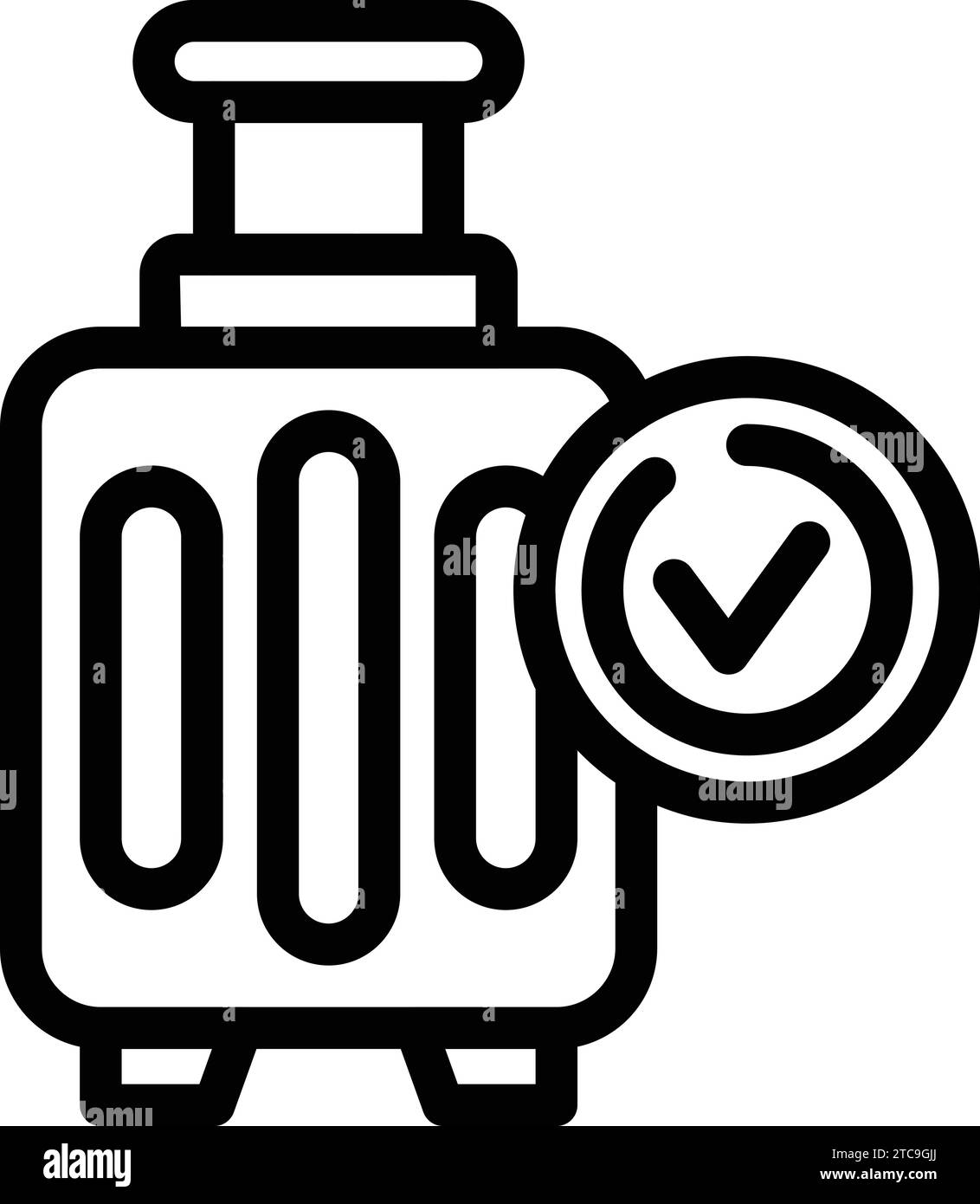 Flight trolley icon outline vector. Airplane baggage check. Hand bag ...