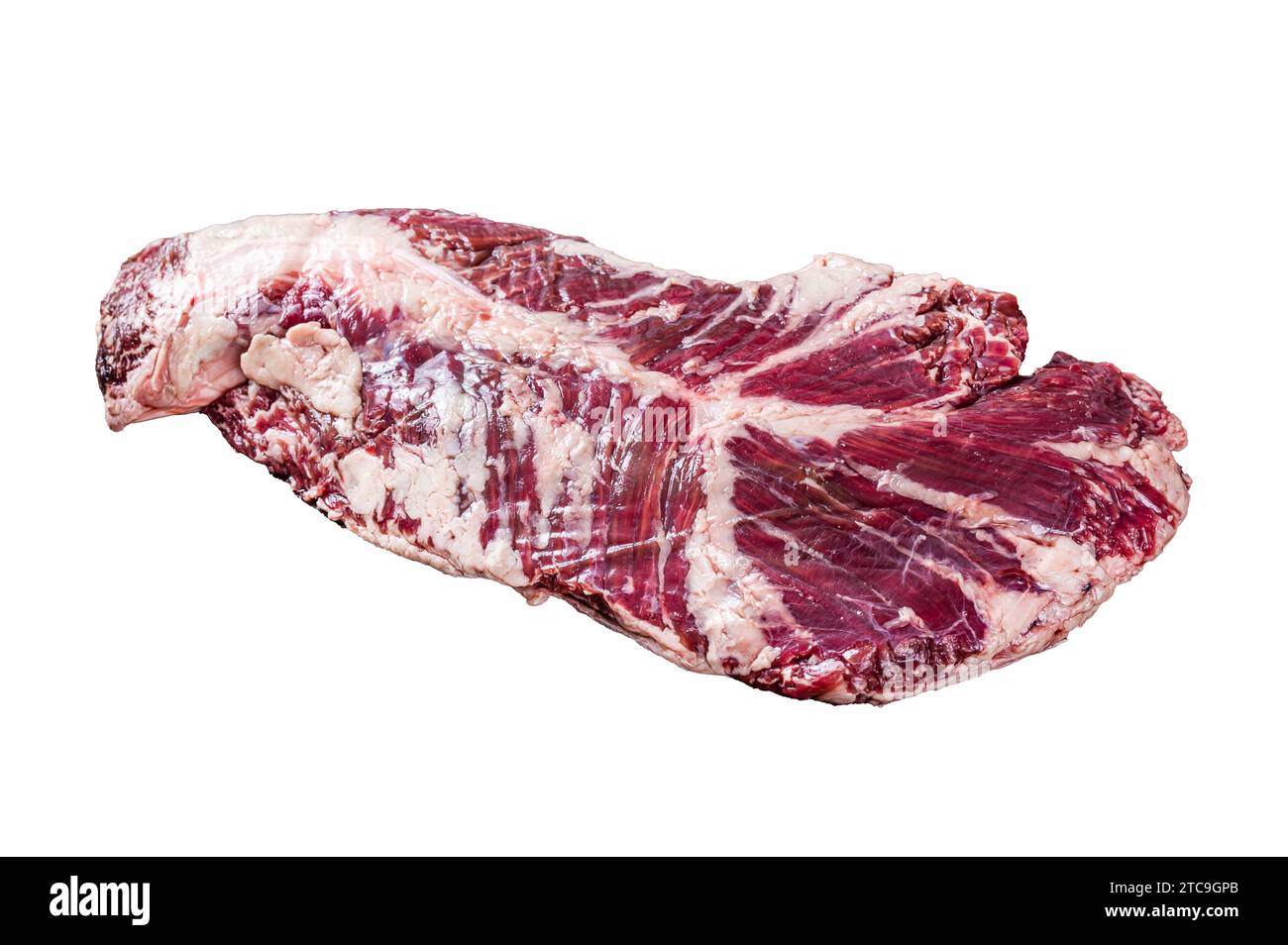 Raw hanging tender or onglet beef meat steak. Isolated, white ...