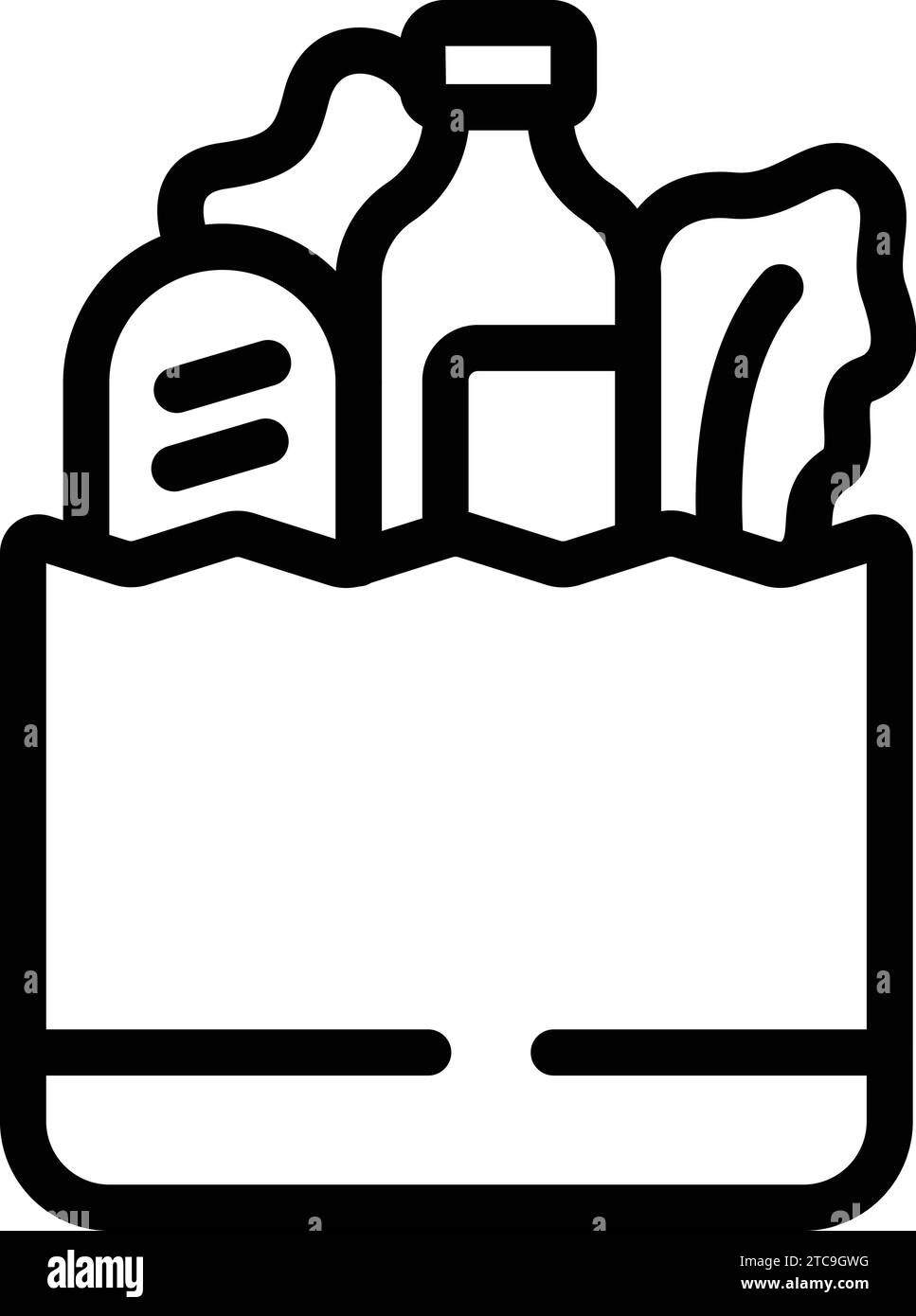 Bag with food icon outline vector. Grocery retail shop. Food ...