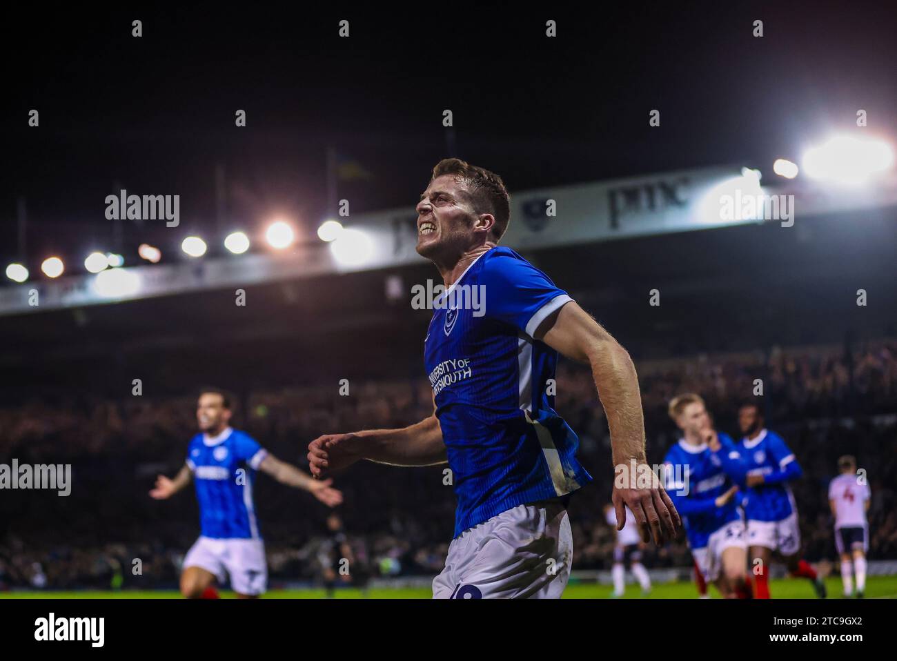 Portsmouth Conor Shaughnessy celebrates scoring his sides first goal ...