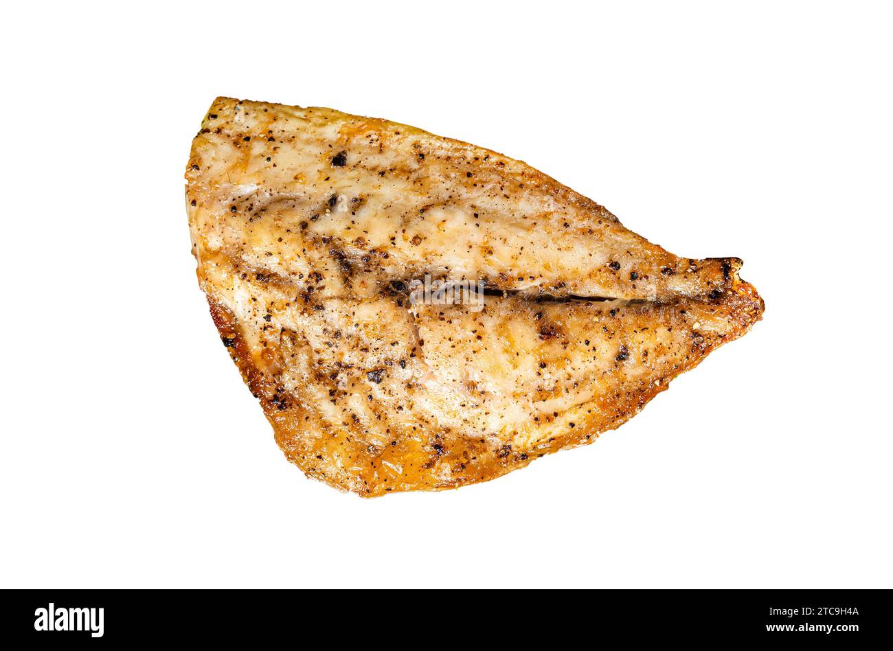 Grilled Sea Bream Dorado fillets served on fresh salad Isolated, white ...
