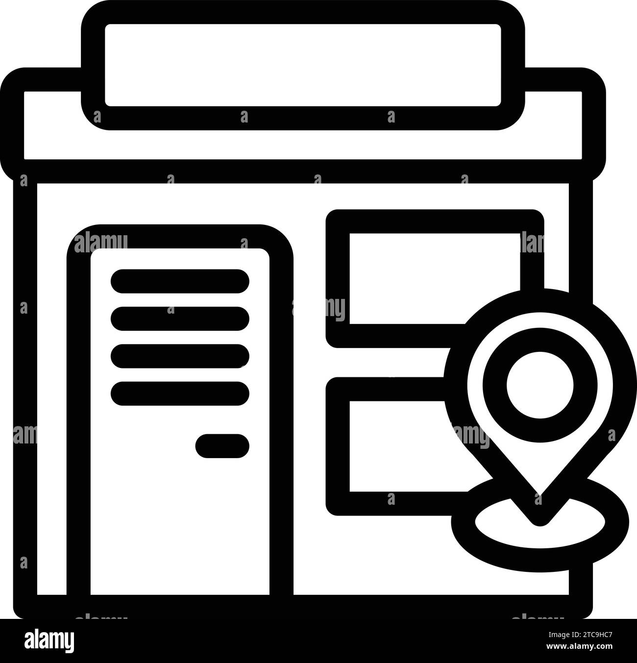 Corner store icon outline vector. Boutique retail kiosk. Alimentation ...