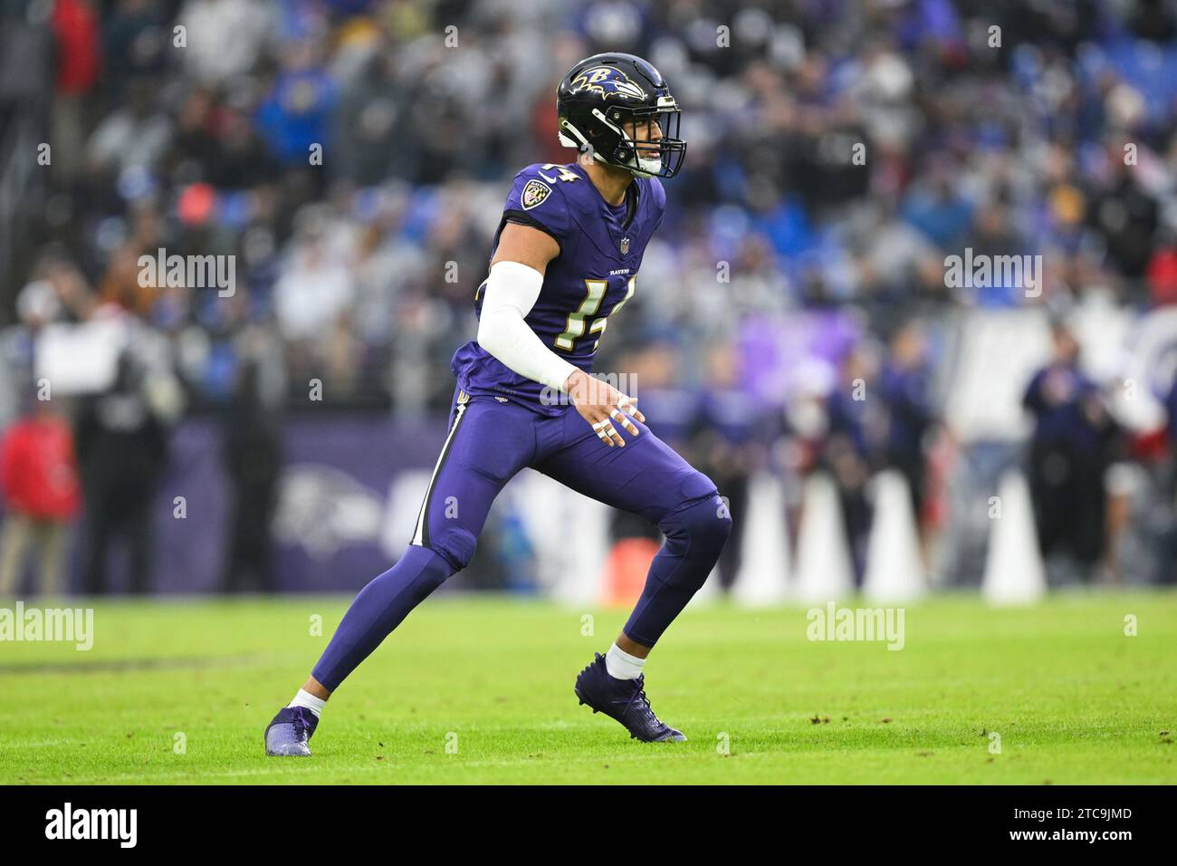 Baltimore Ravens safety Kyle Hamilton (14) in action during the first ...