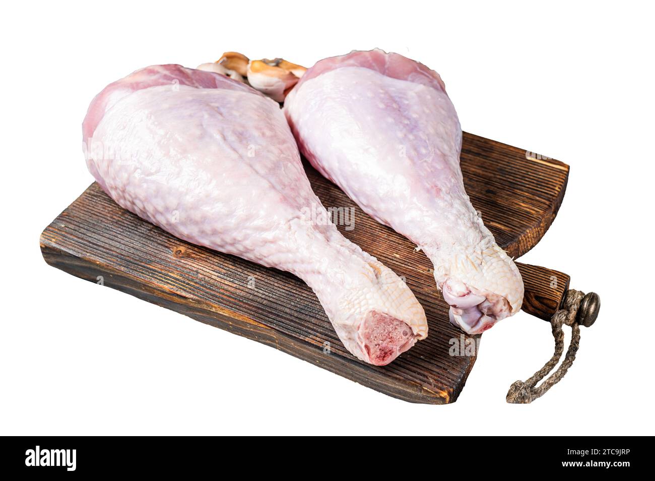Raw turkey legs, Poultry meat. Isolated, white background Stock Photo ...