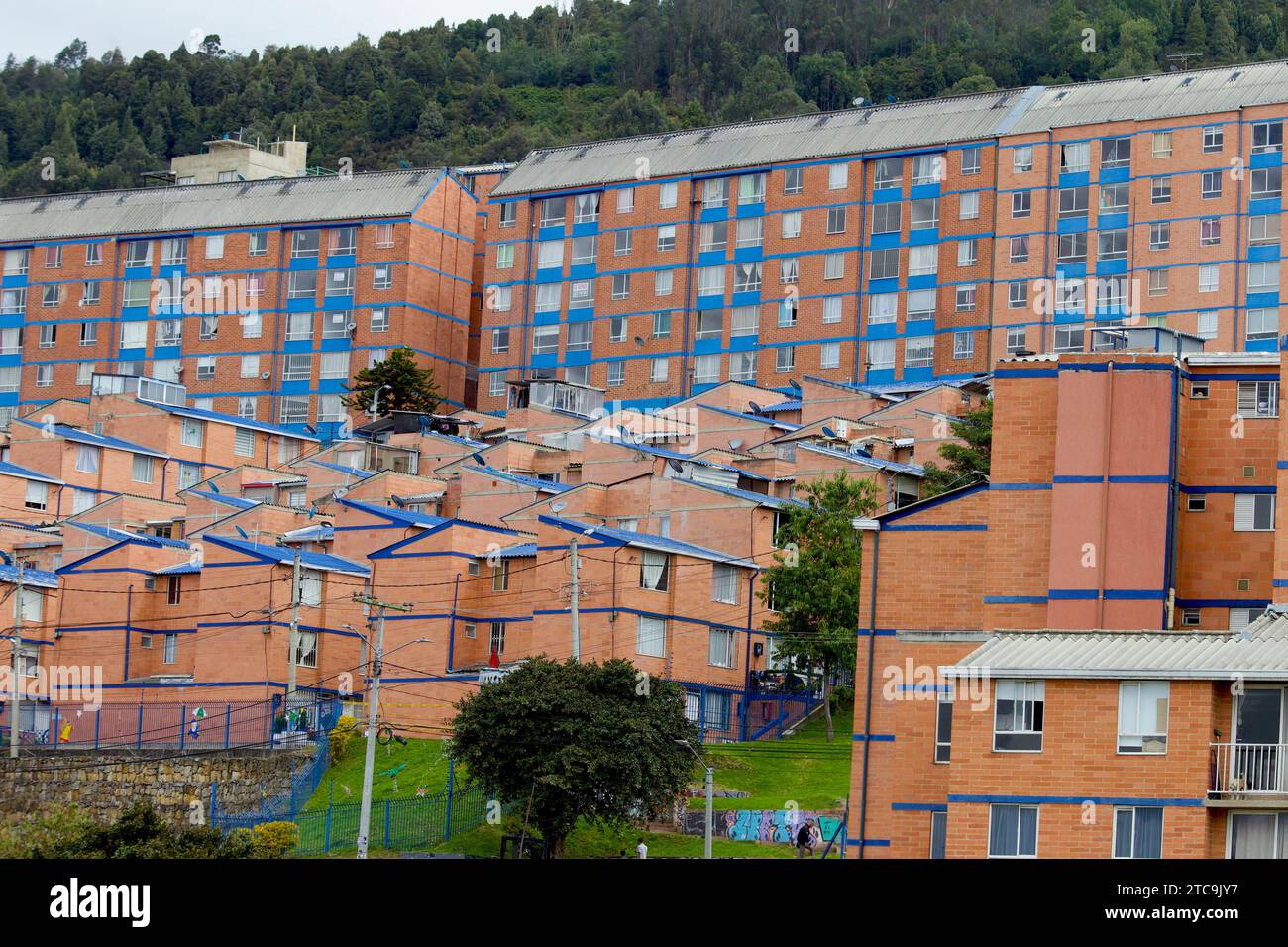 Bogota-Colombia-11-12-2023. Houses and brick buildings are seen in a ...