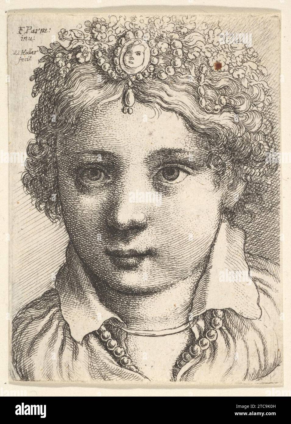 Head of a young girl wearing a jeweled headdress 1917 by Parmigianino ...