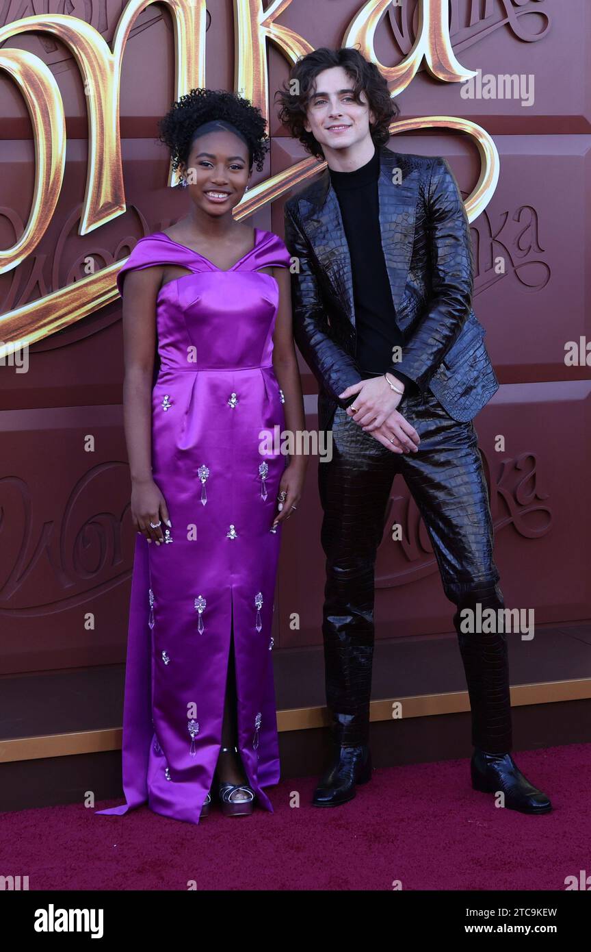 Calah Lane und Timothee Chalamet bei der Premiere des Kinofilms 'Wonka ...